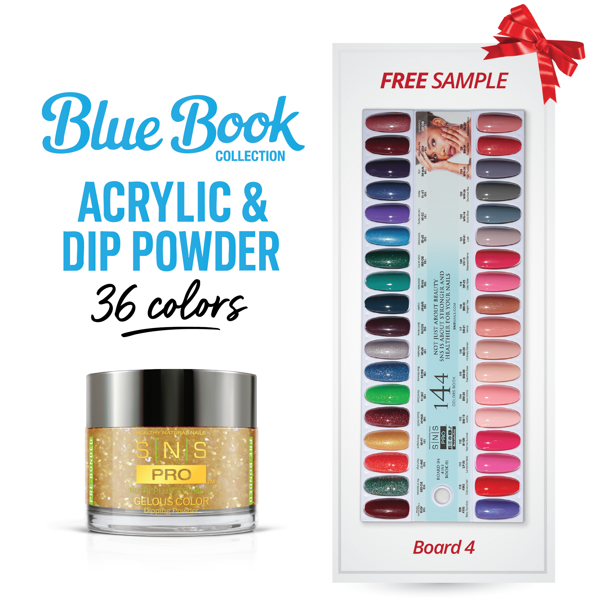 SNS Pro Dipping & Acrylic Powder - Set 36 Colors - Board 4 (109-144 ...